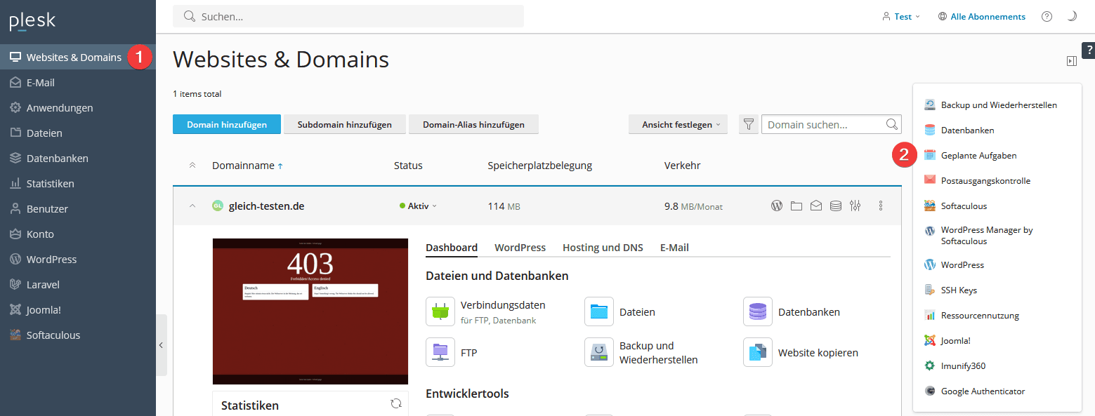 Wie lege ich in Plesk eine geplante Aufgabe (CronJob) an? - Power-Netz